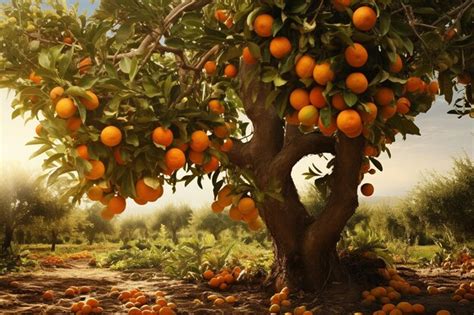 Premium Ai Image Vibrant Orange Tree With Oranges Generative Ai