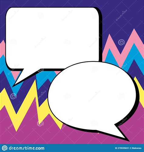 Two Big White Empty Speech Bubbles For Text Square And Oval Dialog Boxes On Bright Colored