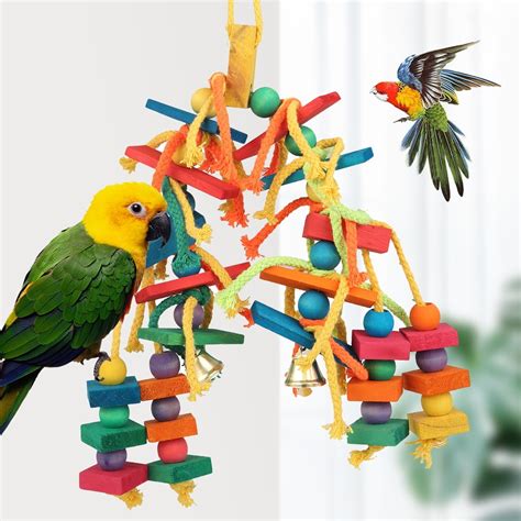 Buy Miuline Parrot Toys Bird Chewing Toy Parrot Cage Bite Toys Wooden Block Bird For Small And