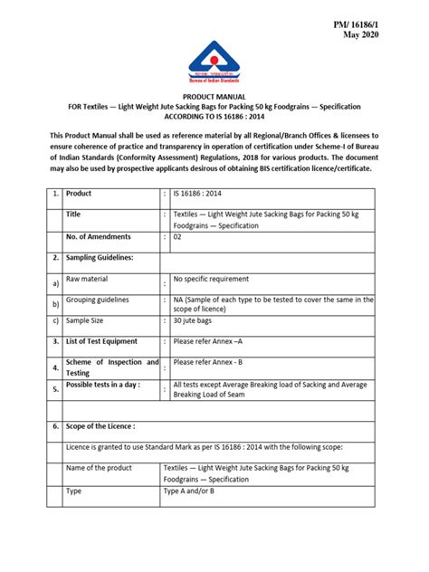 Bis 16186 Testing Requirements Pdf Weighing Scale Wool Bale