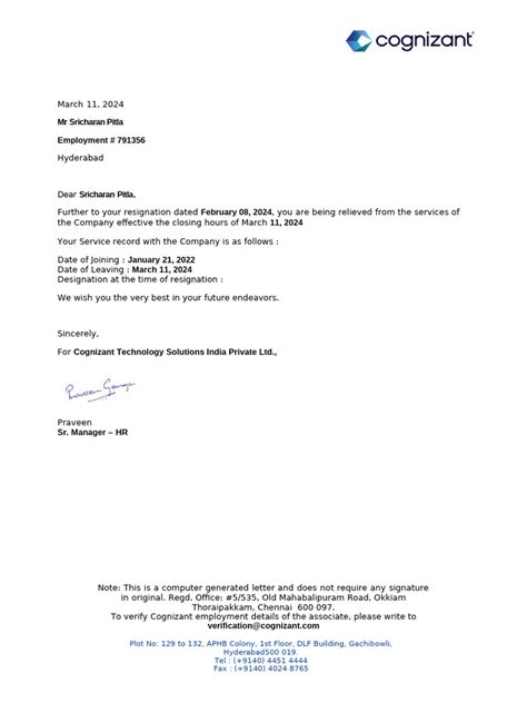 Separation Letter Pdf