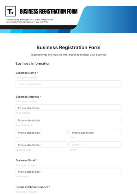 Free Business Registration Form Template To Edit Online