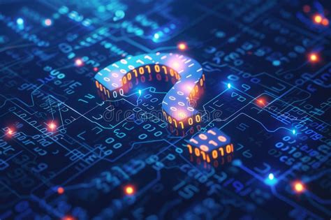 Question Mark Forming With Binary Code On Circuit Board Stock