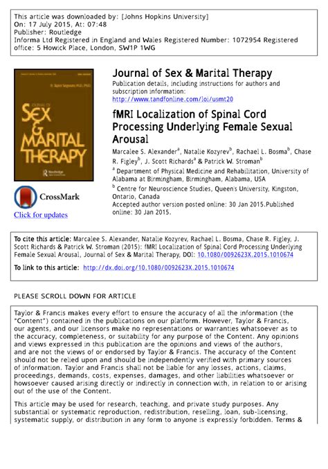 Pdf Fmri Localization Of Spinal Cord Processing Underlying Female