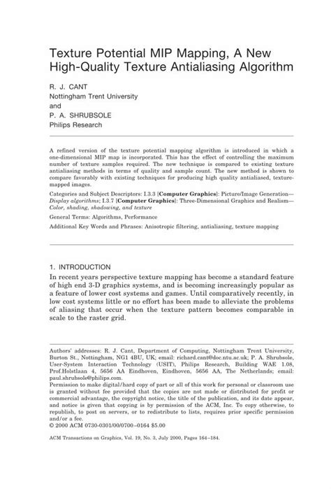 Pdf Texture Potential Mip Mapping A New High Quality Texture