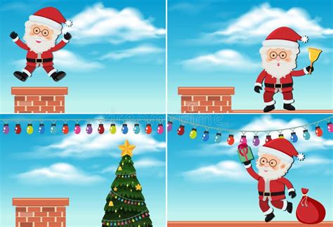 De Kerstman Op Het Dak Vector Illustratie Illustration Of Mannetje