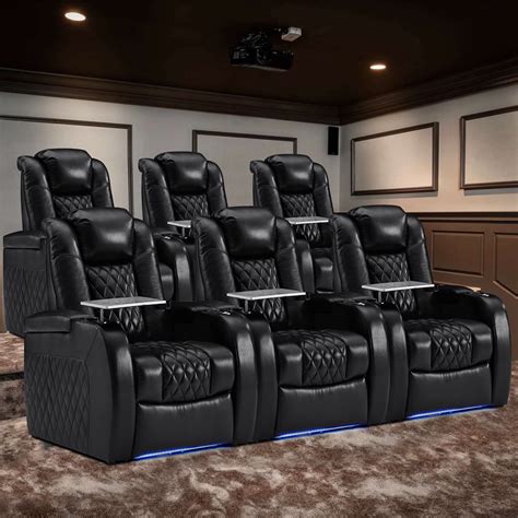 Hokku Designs Leather Home Theater Seating With Cup Holder Set Of 6