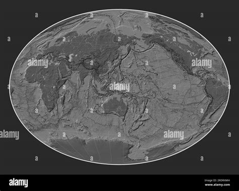 Caroline Tectonic Plate On The Bilevel Elevation Map In The Fahey Oblique Projection Centered