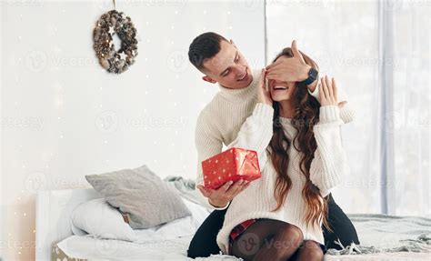 Man Makes Surprise For His Girlfriend Young Romantic Couple Celebrates