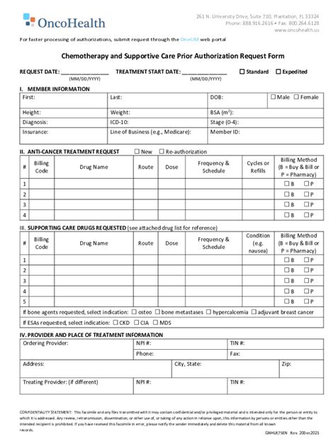 Fillable Online Chemotherapy And Supportive Care Prior Authorization