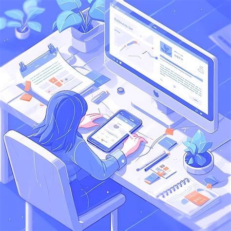 Premium Photo Efficient Workflow Person With Multiple Monitors And