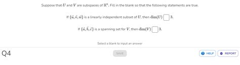 solved suppose that u and v are subspaces of rn fill in the