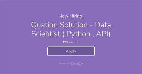 Quation Solution Data Scientist Python Api At Nexthire