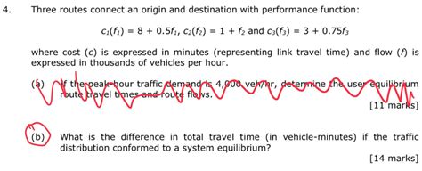 Solved 4 Three Routes Connect An Origin And Destination