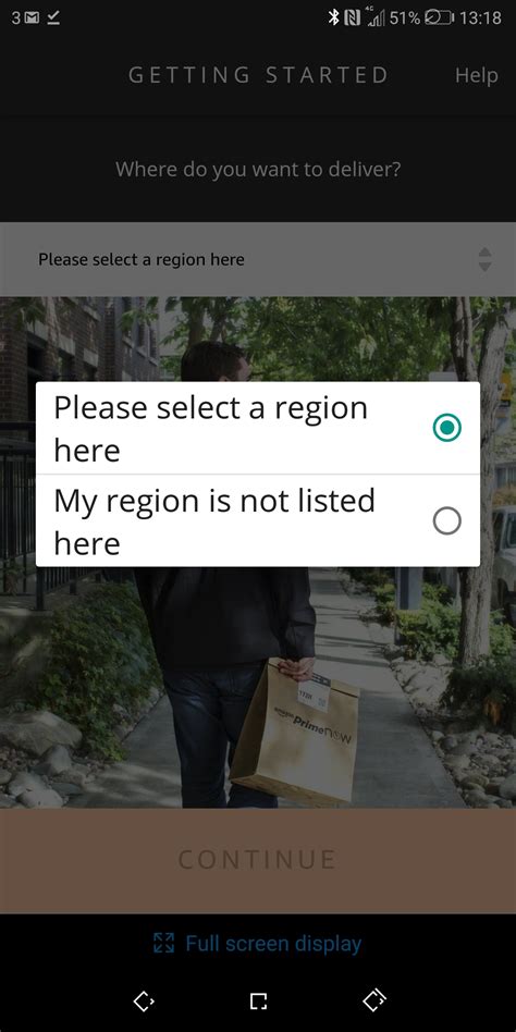 amazon flex app not working all i have is this screen cannot select