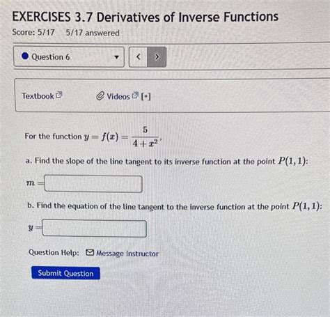 Solved EXERCISES Derivatives Of Inverse Functions Score Chegg