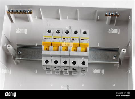 Plastic Distribution Board Electrical Board Close Up Isolated On