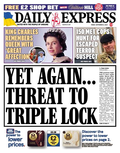 Daily Express Front Page 8th Of September 2023 Tomorrows Papers Today