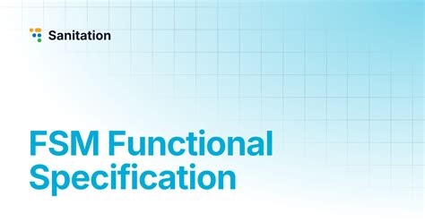 Fsm Functional Specification Sanitation