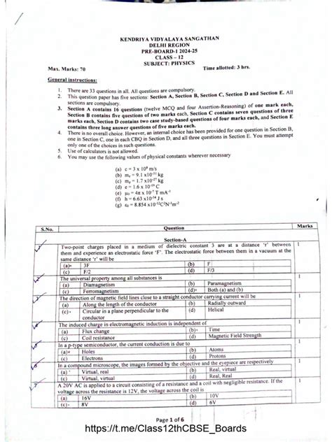 Physics Preboard 2 Pdf
