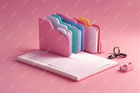Premium Ai Image 3d Folder And Paper For Management Multimedia File Document Efficient Work On