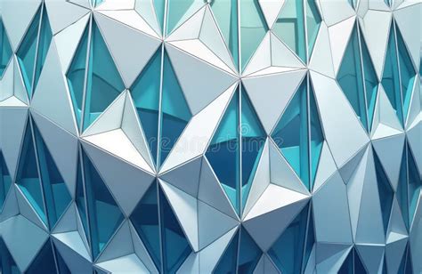 Modern Building Facade Geometric Design Blue Glass Triangle Panels