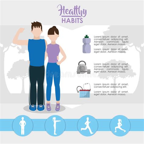 Healthy Habits Infographic Stock Vector Illustration Of Measure