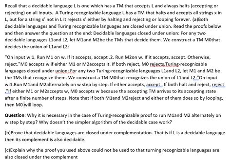 Recall That A Decidable Language Lis One Which Has A