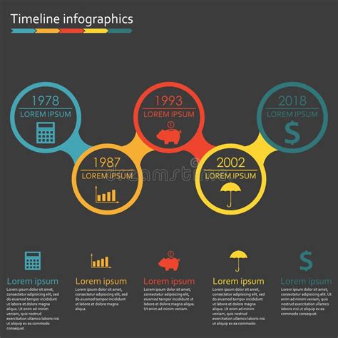 Horizontal Timeline Infographic Design Elements Colorful Vector