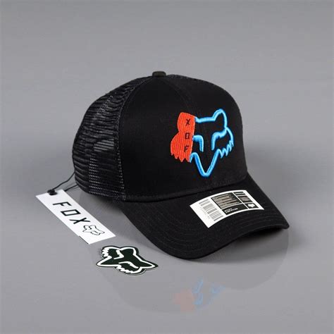 Topi Pria Topi Trucker Fox Hf Black Motorcycle Hat Flat Hats Black