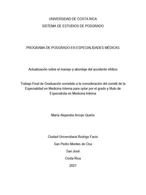 Actualización Del Manejo Y Abordaje Del Accidente Ofídico 1 Pdf