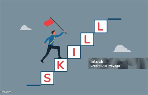 기술 향상 및 개인 역량 개념 경력 개발을 위한 기술 훈련 교육 학습 능력 지식 및 역량 업스킬링 리스킬링 새로운 스킬 성취 새로운에 대한 스톡 벡터 아트 및 기타 이미지