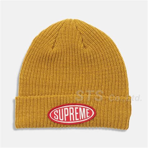 Yahooオークション Supreme Oval Patch Beanie ゴールド シュプリ