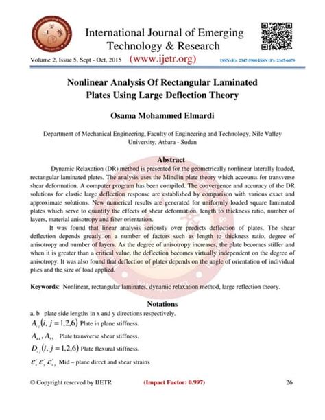 Nonlinear Analysis Of Rectangular Laminated Plates Using Large Deflection Theory Pdf