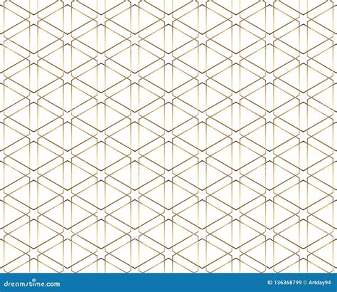 Seamless Geometric Golden Lines Pattern Modern Design Background With Rhombus Golden Texture