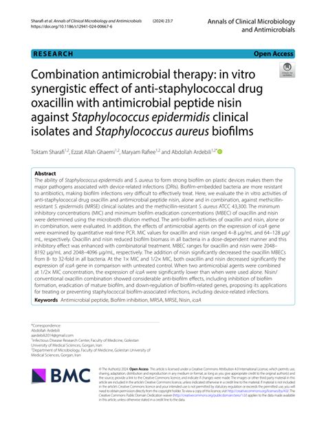 Pdf Combination Antimicrobial Therapy In Vitro Synergistic Effect Of