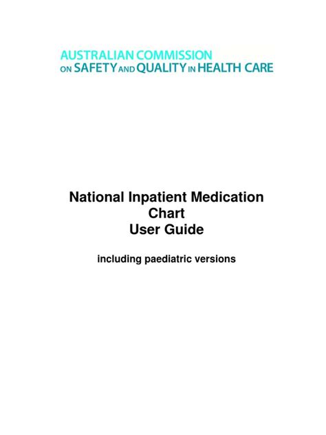 National Inpatient Medication Chart User Guide Including Pediatrics