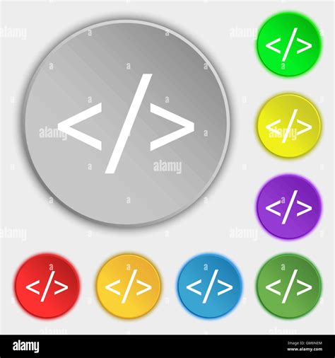 Code Sign Icon Programming Language Symbol Symbols On Eight Flat