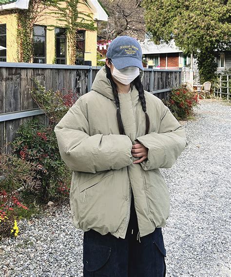 이피 [웰론100 후드패딩] 남녀공용 빅사이즈 헤비 웰론 후드 패딩 오버핏 야상 점퍼