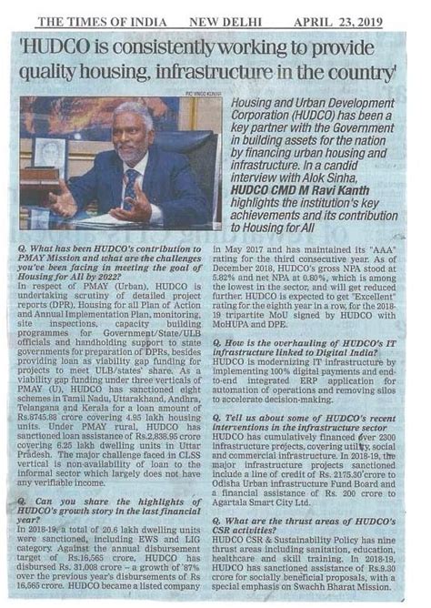 Hudco Ltd On Linkedin Housingsector Country Interview Cmd