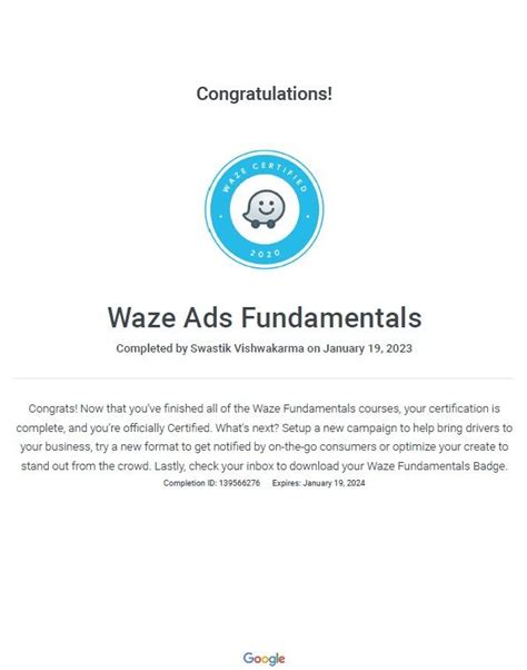 Im Delighted To Share That I Have Completed The Waze Ads Fundamentals