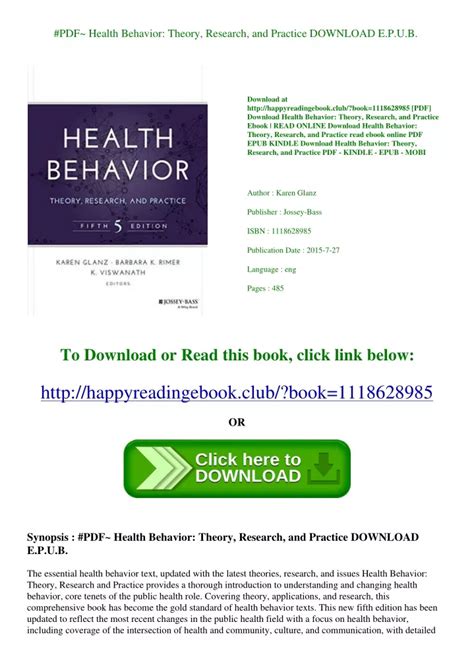 Ppt Pdf~ Health Behavior Theory Research And Practice Download E P U