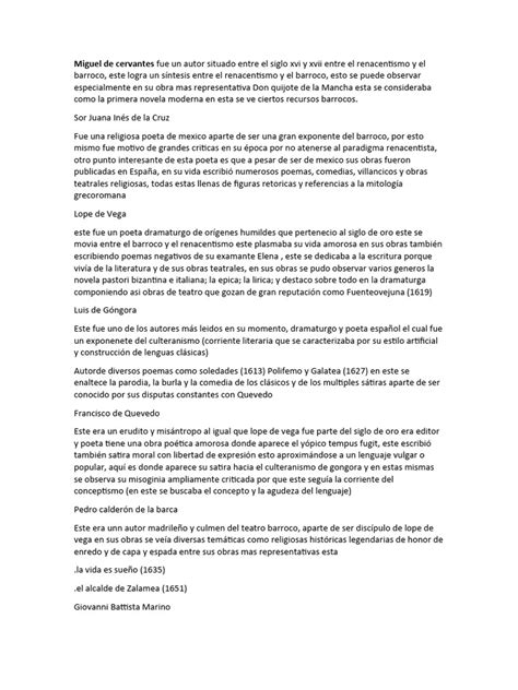 Autores Del Barroco Pdf Barroco
