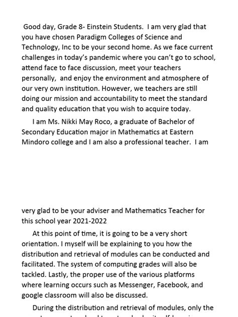 Orientation Script Pdf
