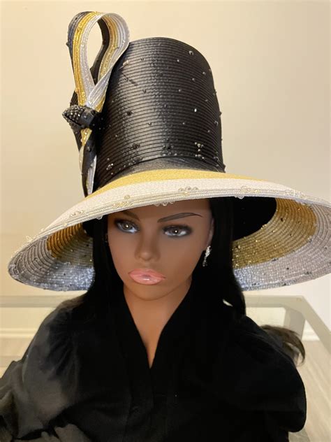 Wide Brim Black Hat With Metallic Gold And Silver Brim Netty S Boutique