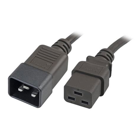 5m Iec Male C20 To Female C19 Extension Lead Black 16a 250v Ln129713