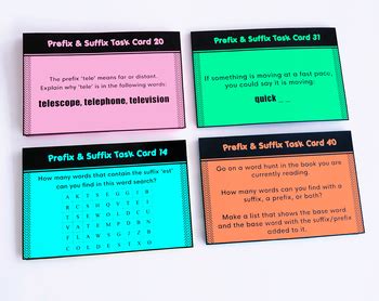 Prefix And Suffix Task Cards By The Novel Classroom TpT