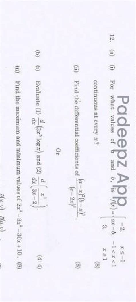 A I For What Values Of B And B F X Axb X