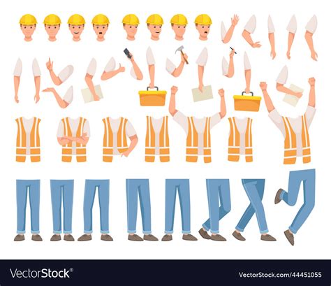 Man Builder Character Constructor With Body Part Vector Image