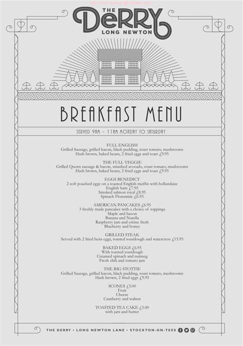 Menu At The Derry Pub And Bar Long Newton Darlington Rd